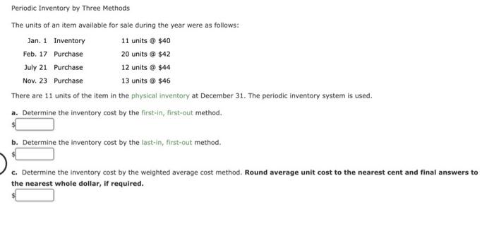 Solved Periodic Inventory Using FIFO, LIFO, and Weighted | Chegg.com