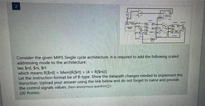 Solved 2 Consider the given MIPS Single cycle architecture. | Chegg.com