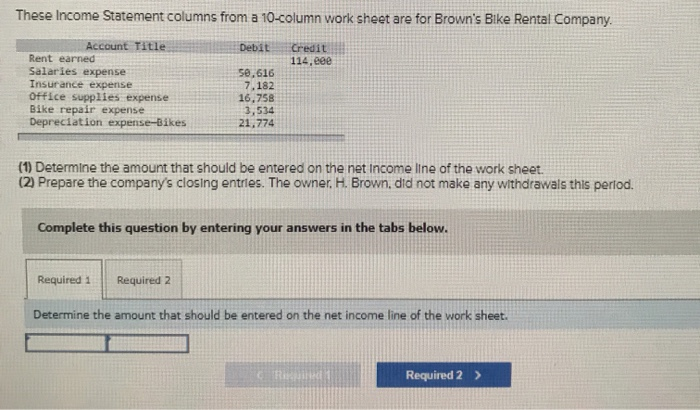 Solved These Income Statement columns from a 10-column work | Chegg.com