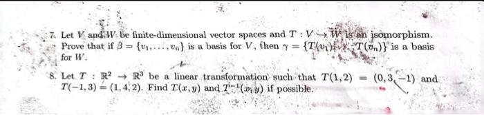 Solved 7. Let \\( V \\) and \\( W \\) be finite-dimensional | Chegg.com