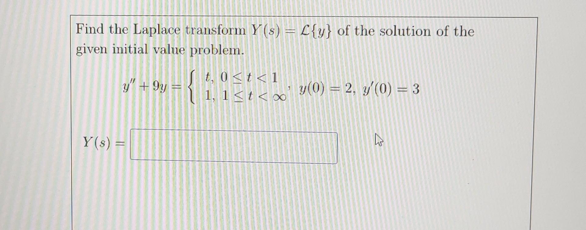 Solved Find the Laplace transform Y(s)=L{y} of the solution | Chegg.com