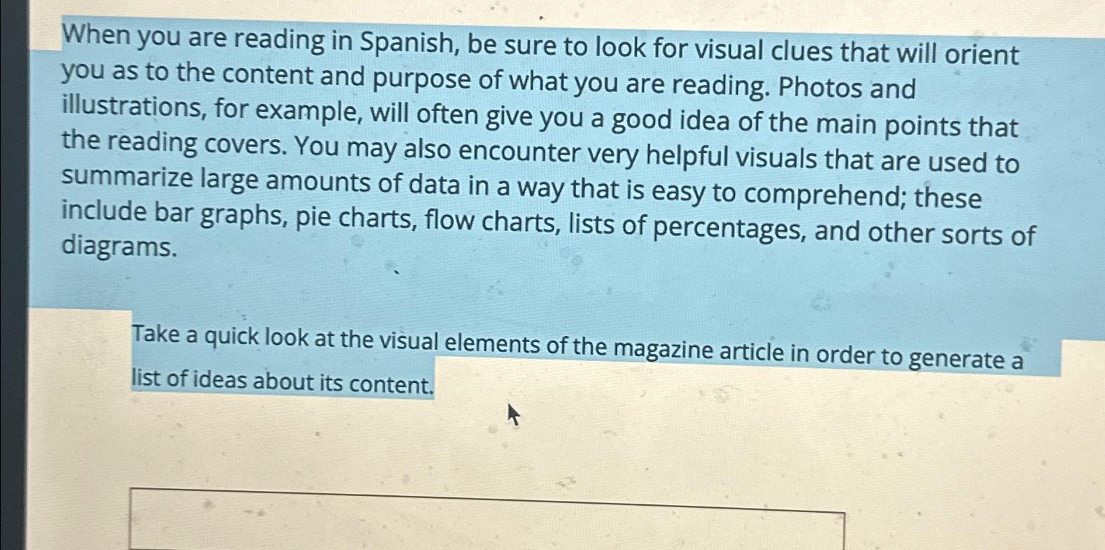 Solved When you are reading in Spanish, be sure to look for | Chegg.com
