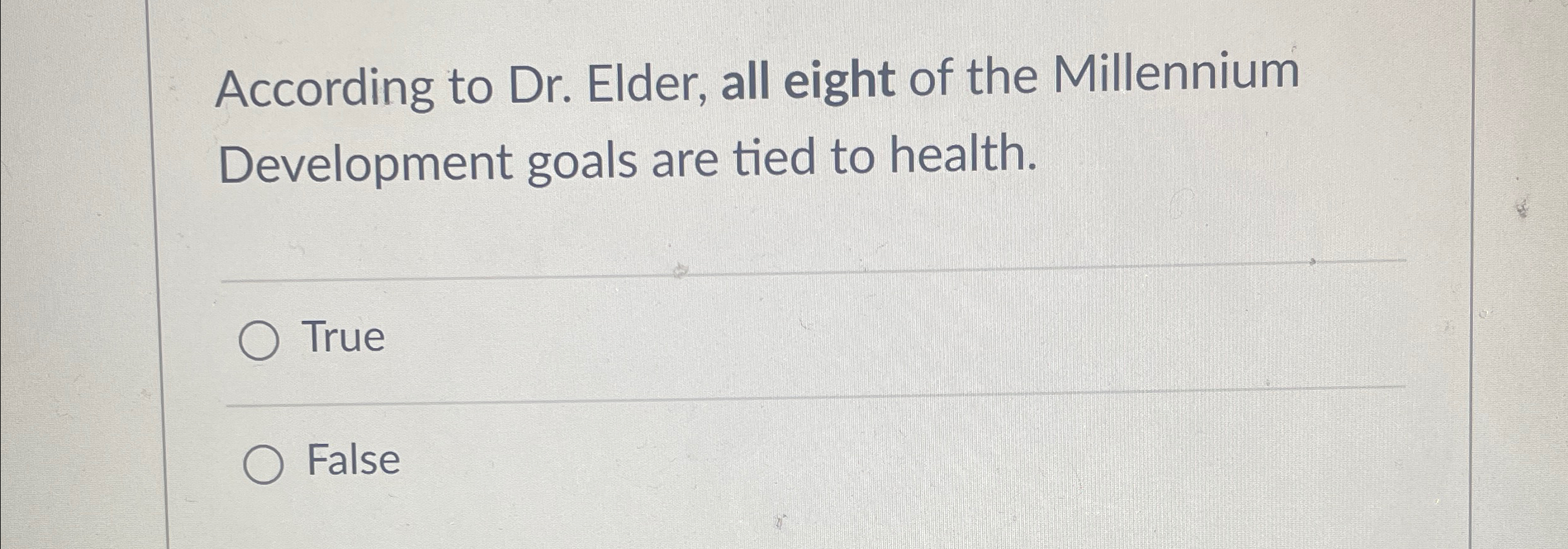 Solved According to Dr. ﻿Elder, all eight of the Millennium | Chegg.com