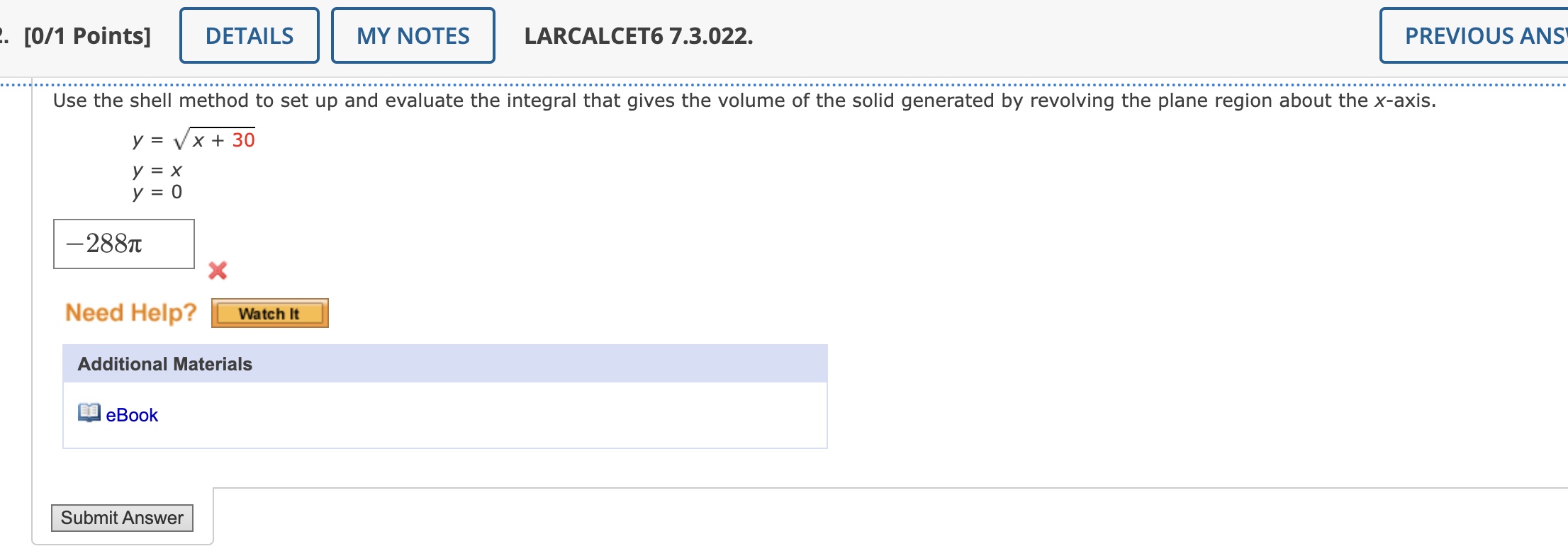 Solved Use the shell method to ﻿set up ﻿and evaluate the | Chegg.com