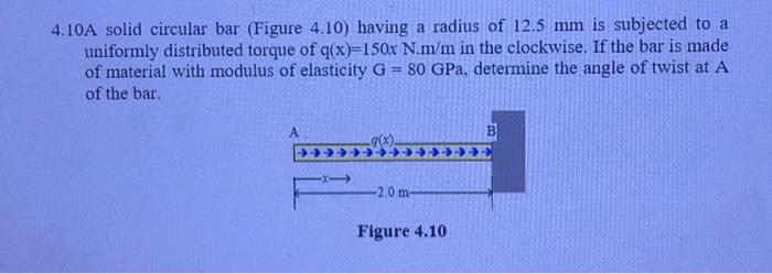 Solved 4.10A solid circular bar (Figure 4.10 ) having a | Chegg.com