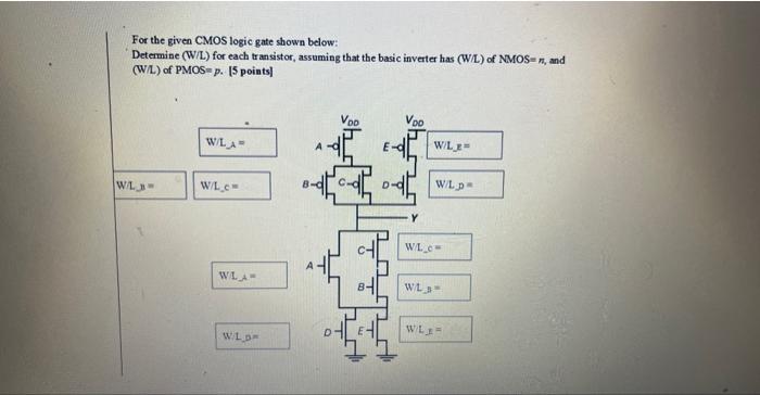 Solved For the given CMOS logic gate shown below: Determine | Chegg.com