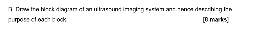 Solved B. ﻿Draw the block diagram of an ultrasound imaging | Chegg.com