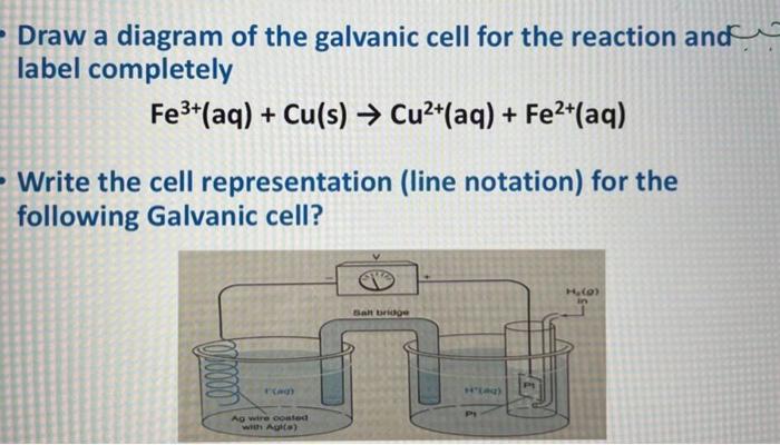Solved - Draw a diagram of the galvanic cell for the | Chegg.com