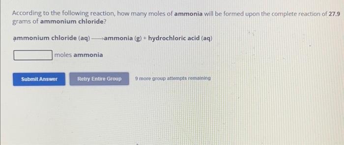 Solved According to the following reaction, how many moles | Chegg.com
