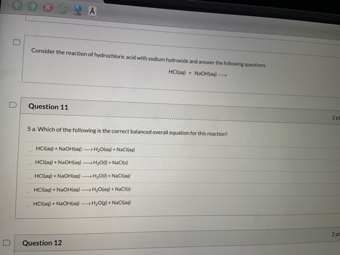 Solved Consider the reaction of hydrochloric acid with | Chegg.com