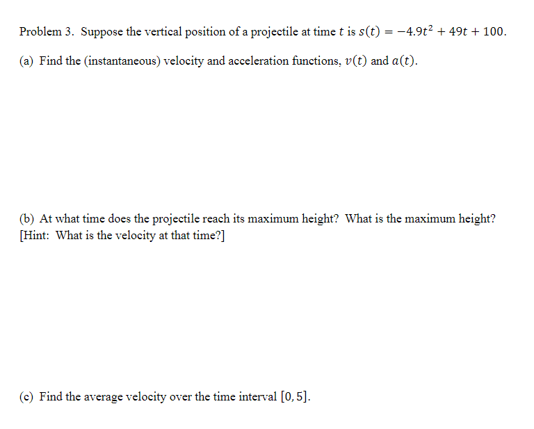 Solved Problem 3. ﻿Suppose the vertical position of a | Chegg.com