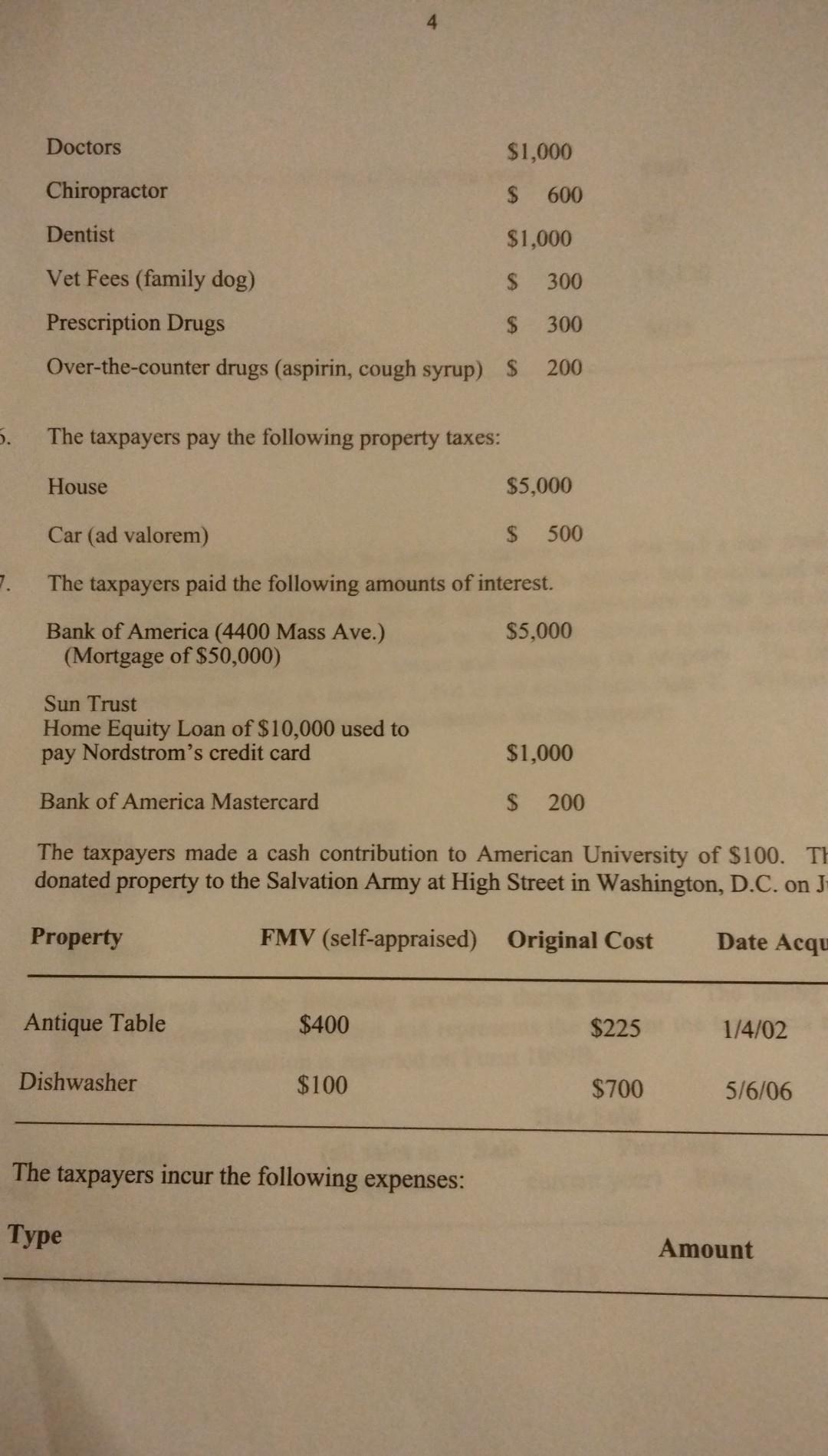 Tax Return Project Acct 604 - Tax Planning for | Chegg.com