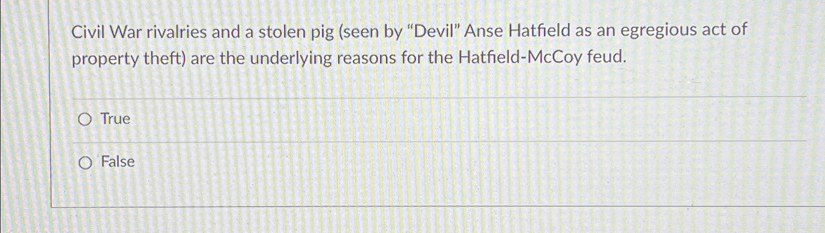 Solved Civil War rivalries and a stolen pig (seen by "Devil" | Chegg.com