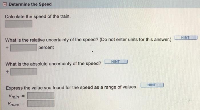 Solved Determine the Speed Calculate the speed of the train. | Chegg.com