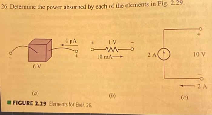 Solved 26. Determine the power absorbed by each of the | Chegg.com