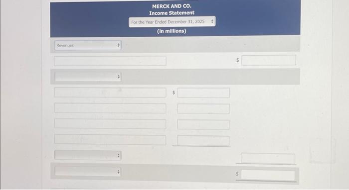 Solved MERCK AND CO. Income Statement For the Year Ended | Chegg.com