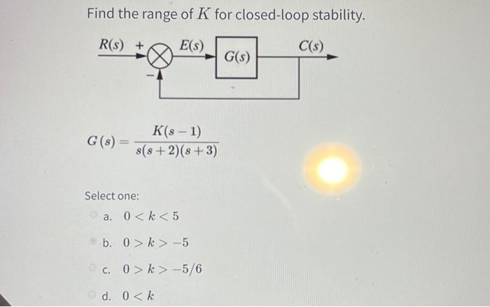 Solved Find the range of K for closed-loop stability. | Chegg.com
