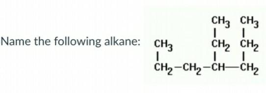 Solved CH3 CH3 1 Name the following alkane: CH3 CH2 CH2 1 1 | Chegg.com