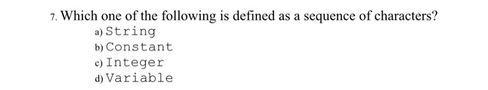 Solved 1. Which of the following options declares an integer | Chegg.com