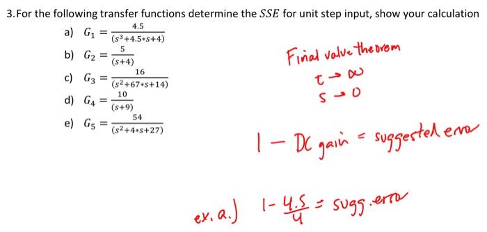 Solved 4.5 = 5 = Final value theorem 3.For the following | Chegg.com