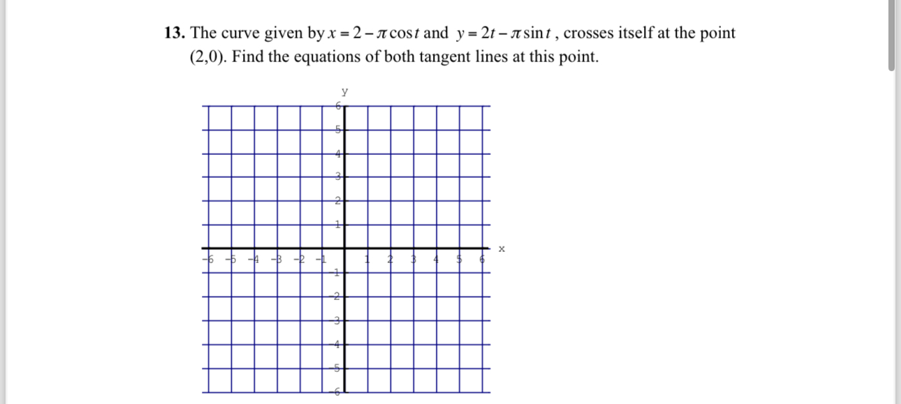 Solved The curve given by x=2-πcost ﻿and y=2t-πsint, | Chegg.com