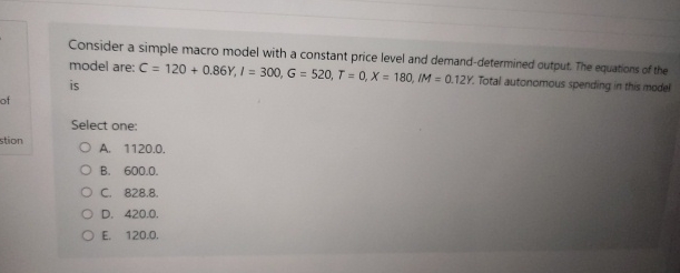 Solved Consider a simple macro model with a constant price | Chegg.com