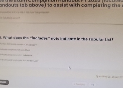Solved What does the "includes" note indicate in the Tabular | Chegg.com