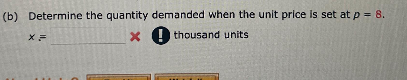 Solved (b) ﻿Determine the quantity demanded when the unit | Chegg.com