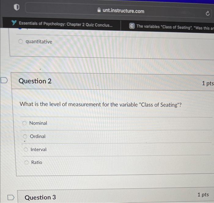Solved quantitative Question 2 What is the level of | Chegg.com