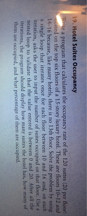 Solved 19. Hotel Suites Occupancy Write a program that | Chegg.com