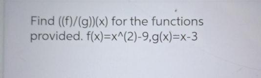 Solved Find (fg)(x) ﻿for the functions provided. | Chegg.com