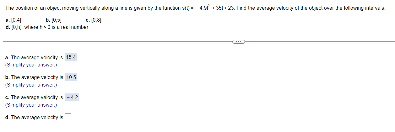 Solved The position of an object moving vertically along a | Chegg.com