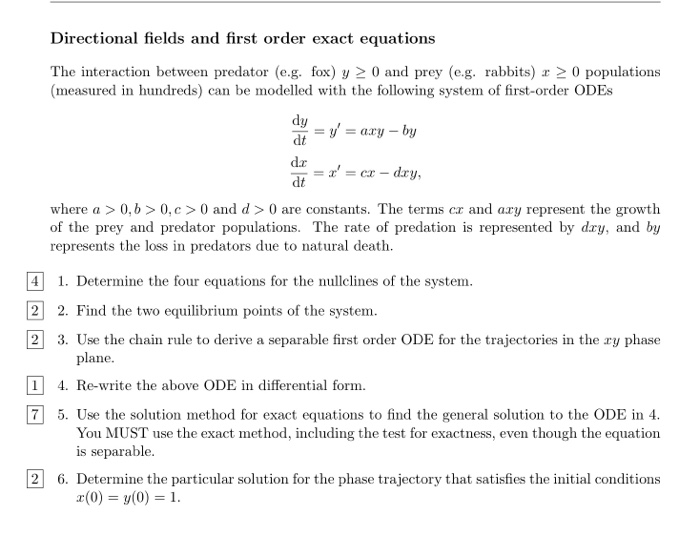 Solved Directional Fields And First Order Exact Equations