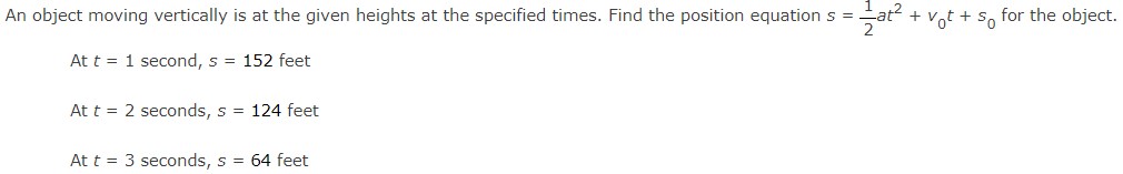 Solved An object moving vertically is at the given heights | Chegg.com