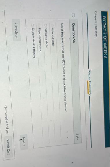 BY DAY 7 ﻿OF WEEK 6Complete your exam.Whiden | Chegg.com