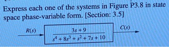 Solved Find a state-space representation in phase variable | Chegg.com