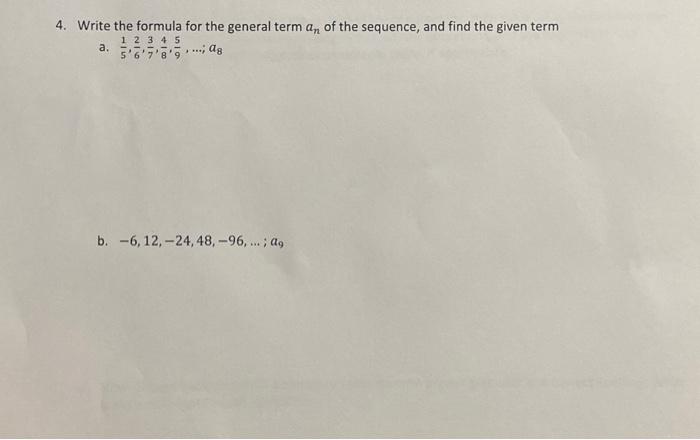 Solved 51,62,73,84,95,…,a8 −6,12,−24,48,−96,…;a9 | Chegg.com