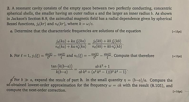 Solved A resonant cavity consists of the empty space between | Chegg.com