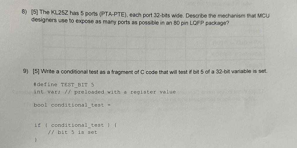 Solved [5] ﻿The KL25Z has 5 ﻿ports (PTA-PTE), ﻿each port | Chegg.com