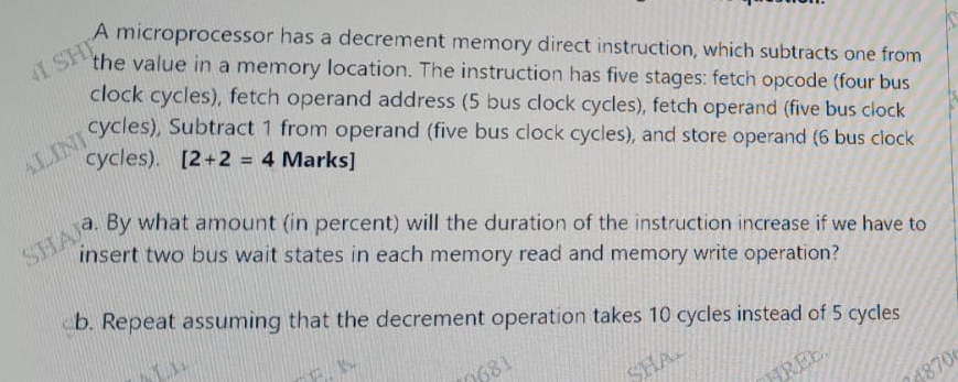 Solved A microprocessor has a decrement memory direct | Chegg.com