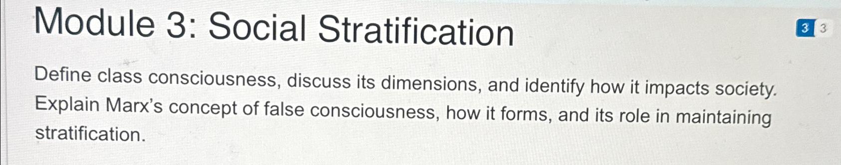Module 3: Social StratificationDefine class | Chegg.com