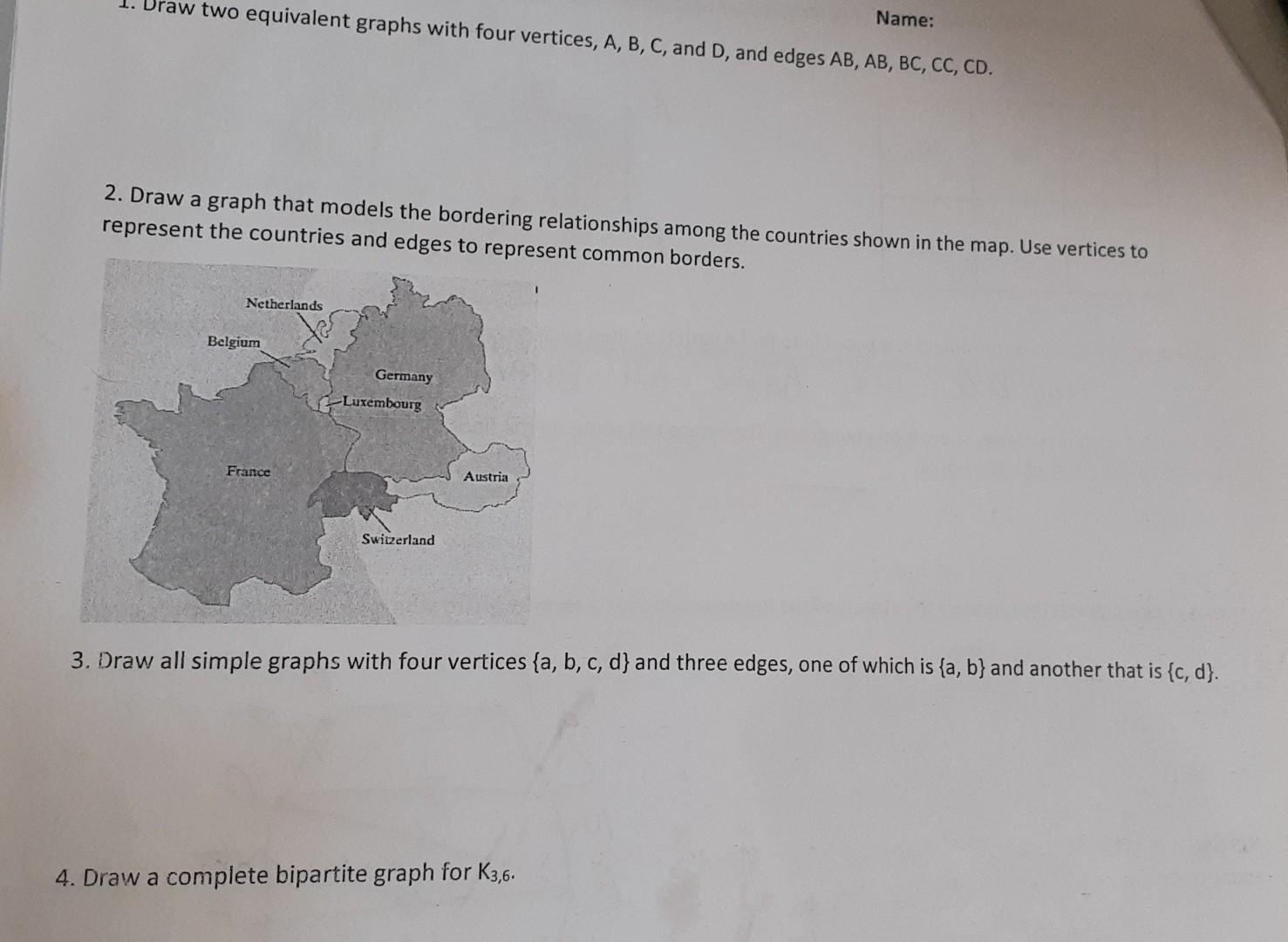 Solved 1. Draw two equivalent graphs with four vertices, | Chegg.com