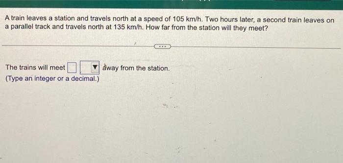 Solved A train leaves a station and travels north at a speed | Chegg.com