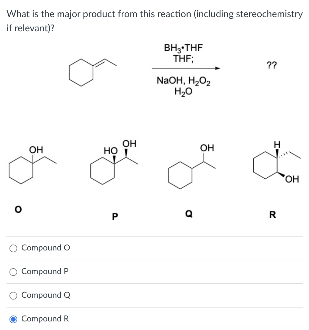 What is the major product from this reaction | Chegg.com