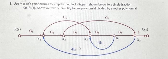 Solved 6. Use Mason's gain formula to simplify the block | Chegg.com