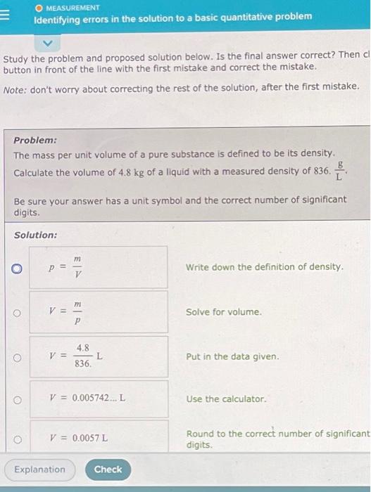 Solved O MEASUREMENT Identifying errors in the solution to a | Chegg.com