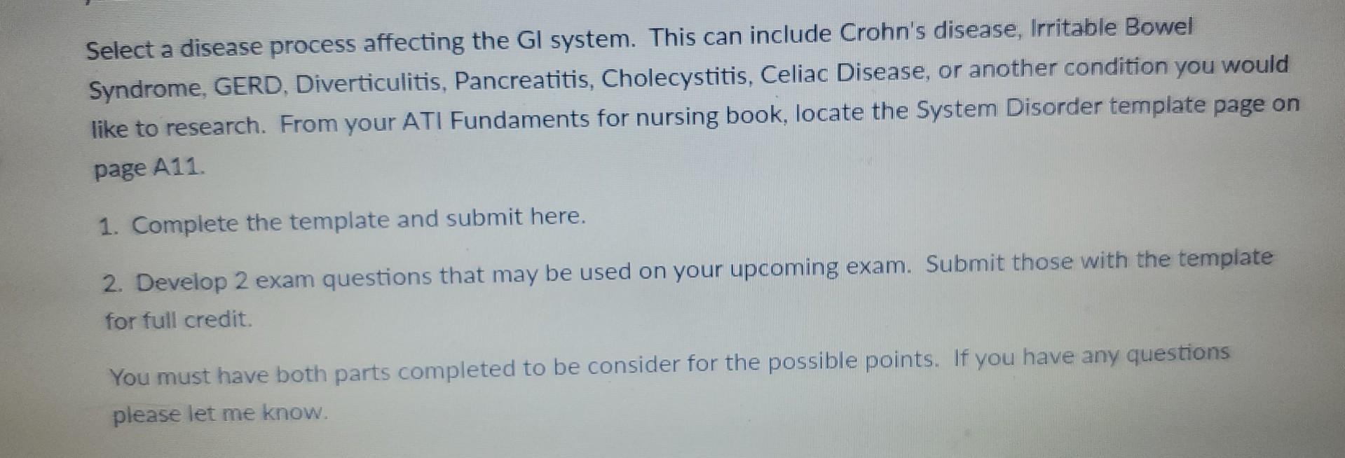 Solved Select a disease process affecting the Gl system. | Chegg.com