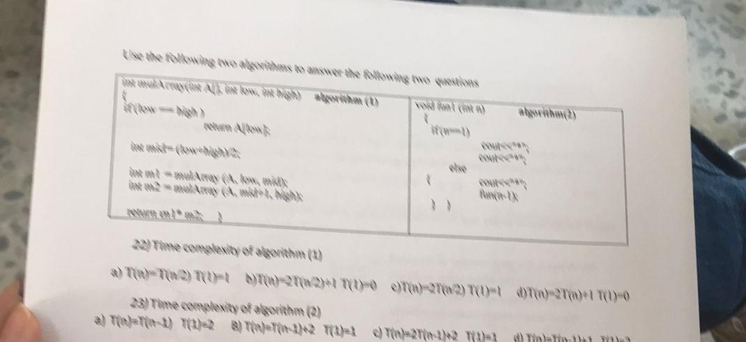 Solved ave rome complen icy of aborithin (A) 23) Thme | Chegg.com