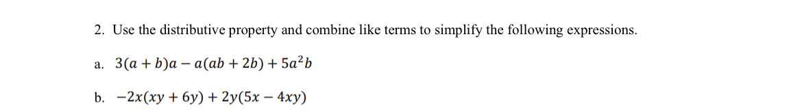 Solved Use the distributive property and combine like terms | Chegg.com