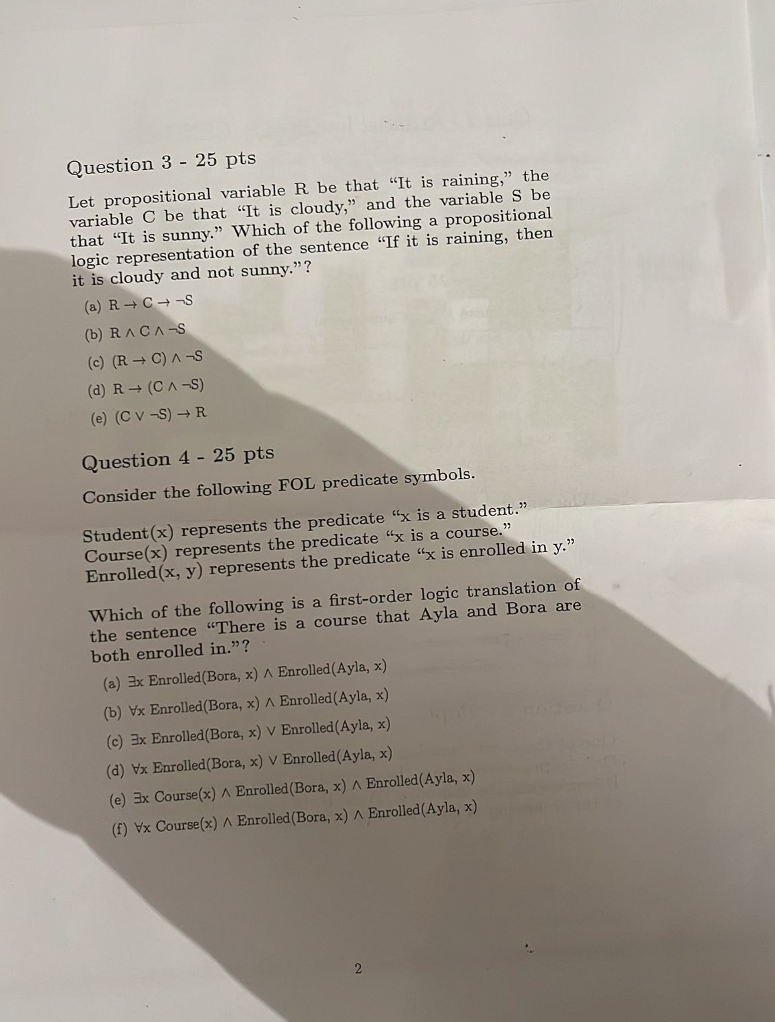 Solved Question 3 25 ptslet Propositional Variable R be